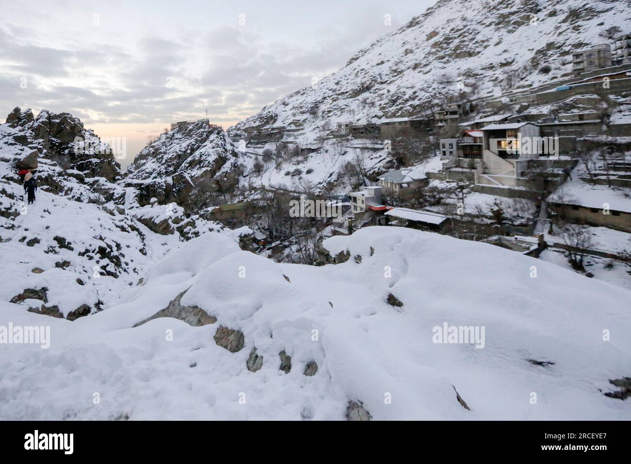 A view of Darband tourist village in the north of Tehran city at ...