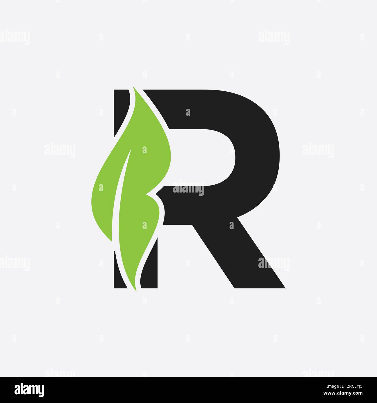 Letter R Leaf Logo. Eco Farm Logotype Vector Template. Organic Symbol ...