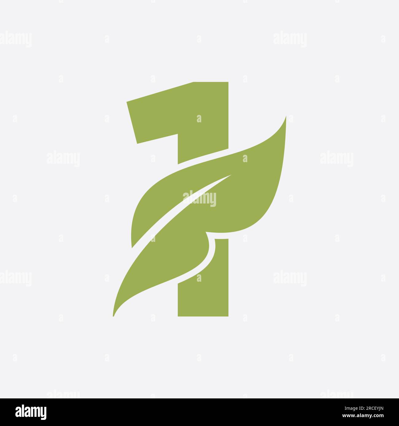 Letter 1 Leaf Logo. Eco Farm Logotype Vector Template. Organic Symbol ...