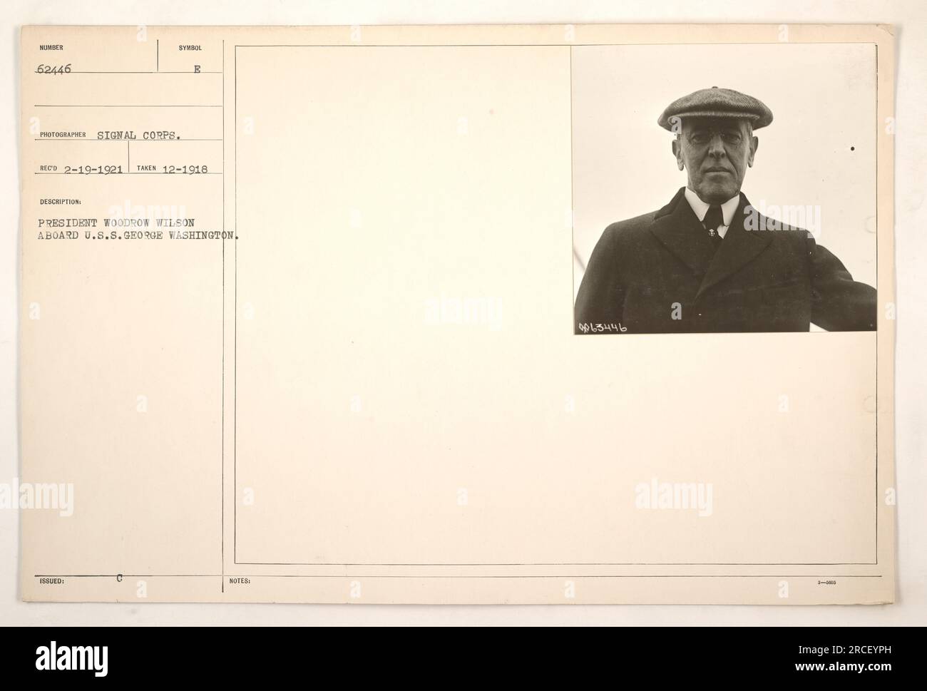 President Woodrow Wilson on board U.S.S. George Washington, captured in ...