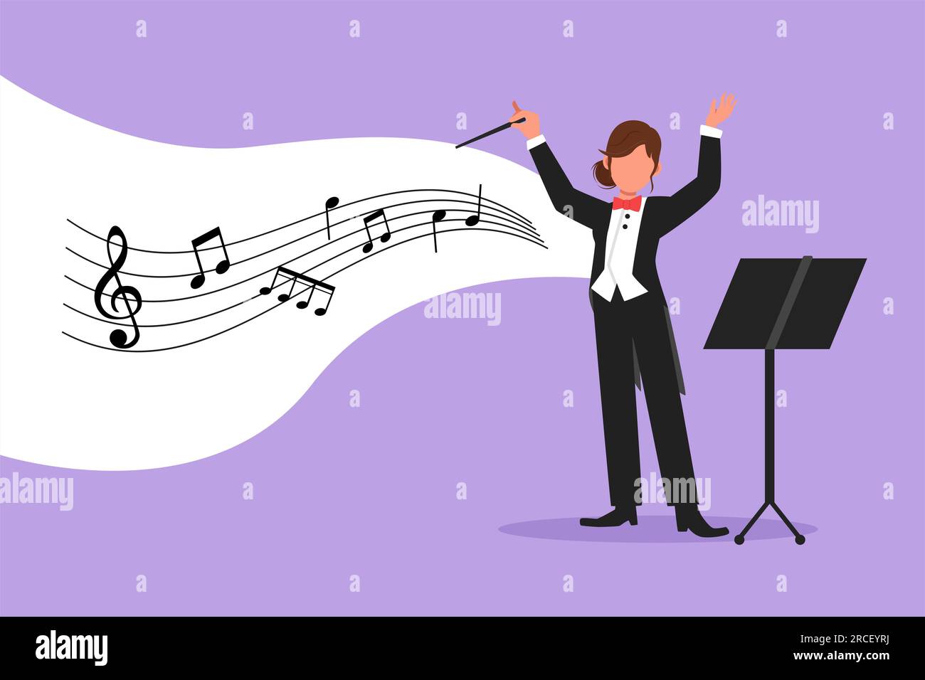 Business design drawing woman music orchestra conductor. Female ...