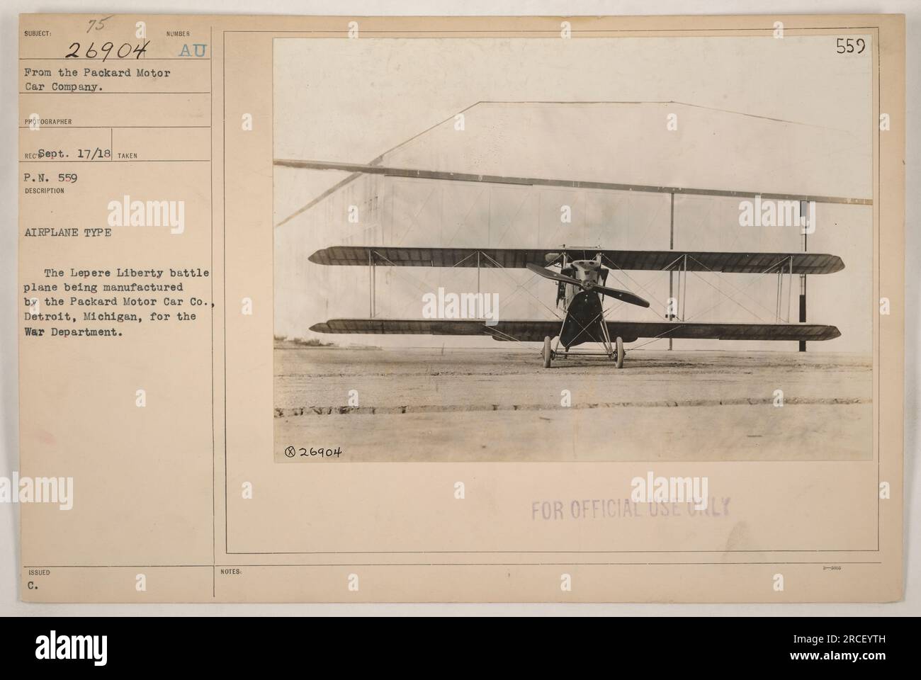 The image shows the Lepere Liberty battle plane being manufactured by ...