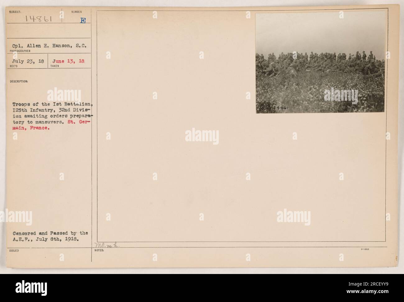 Troops of the 1st Battalion, 125th Infantry, 32nd Division in St ...