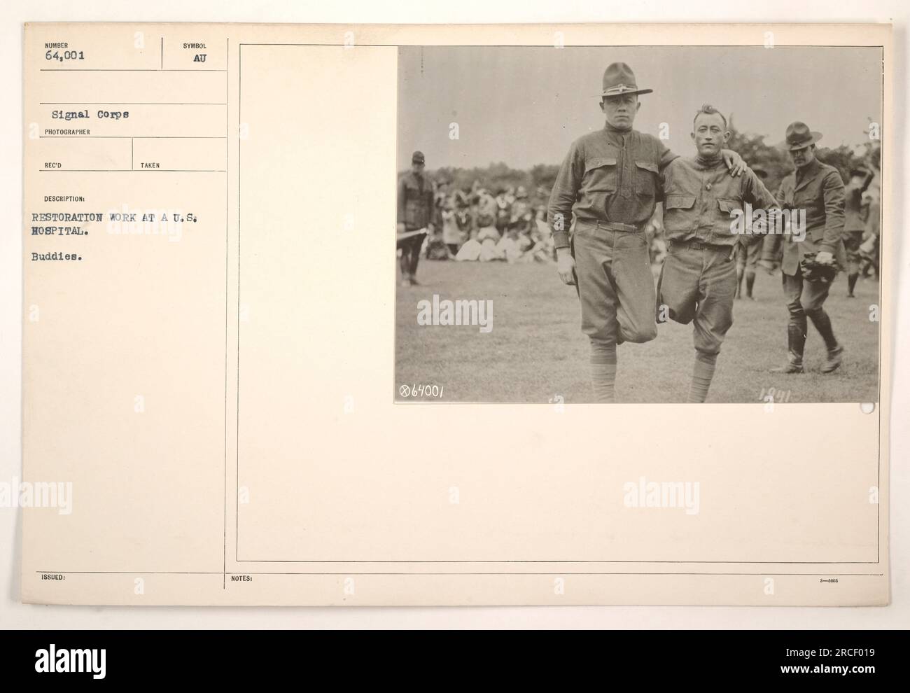 Soldiers working together to restore a U.S. hospital during World War I ...