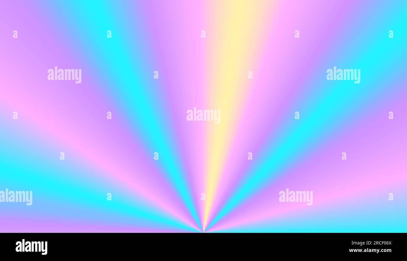 Rainbow holographic background. Vector image of pink, blue, yellow rays ...