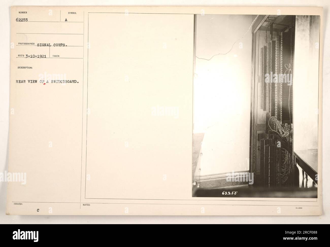 A rear view of a switchboard. This photograph was taken on March 10 ...
