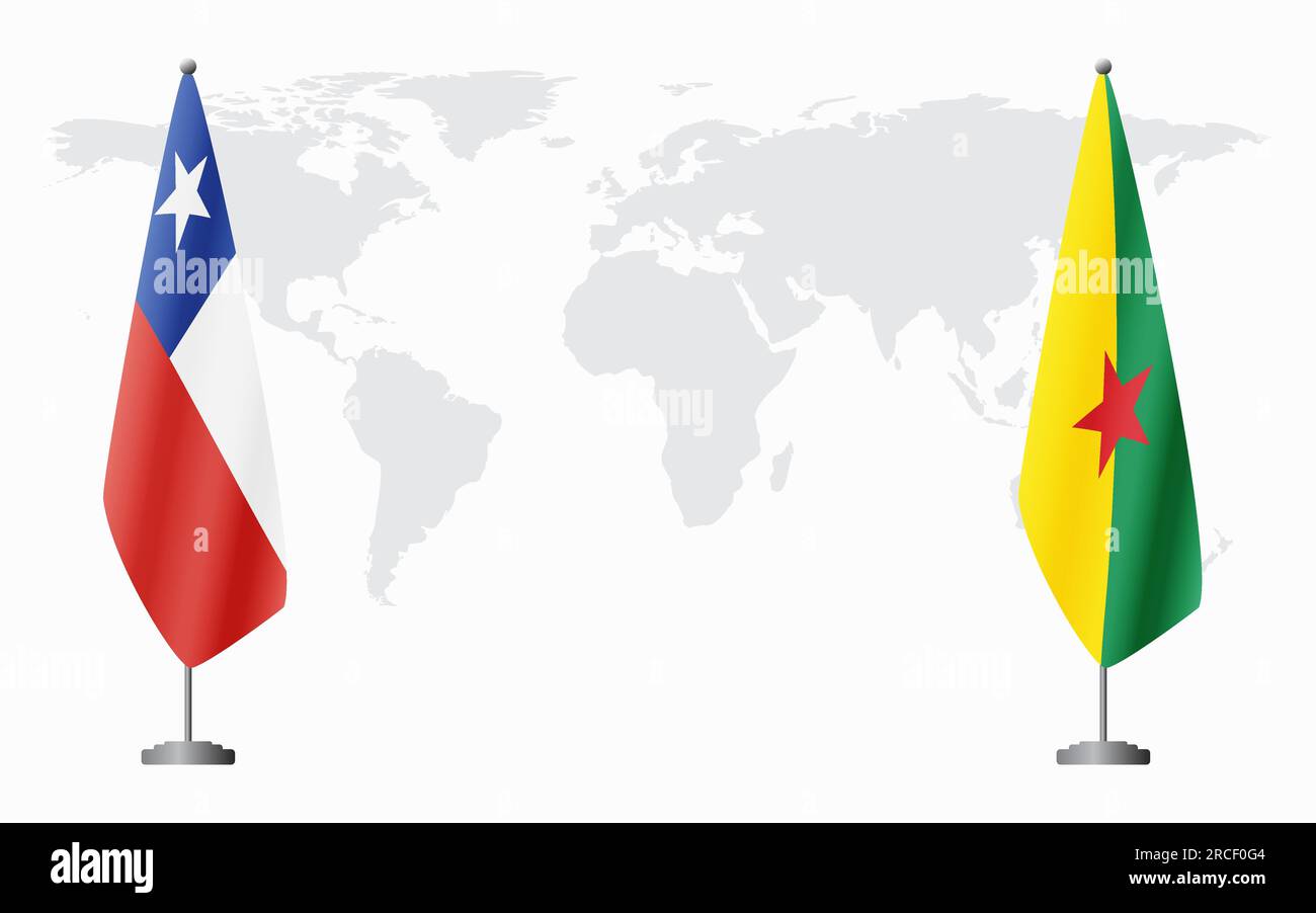 Chile and French Guiana flags for official meeting against background ...