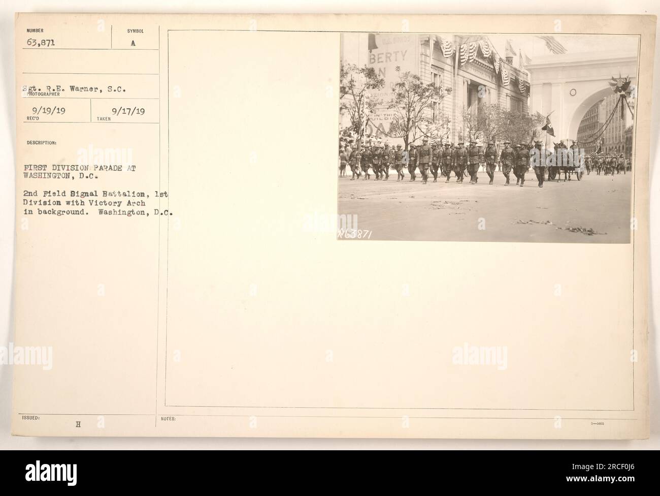 Parade of the First Division at Washington, D.C. The image shows the ...