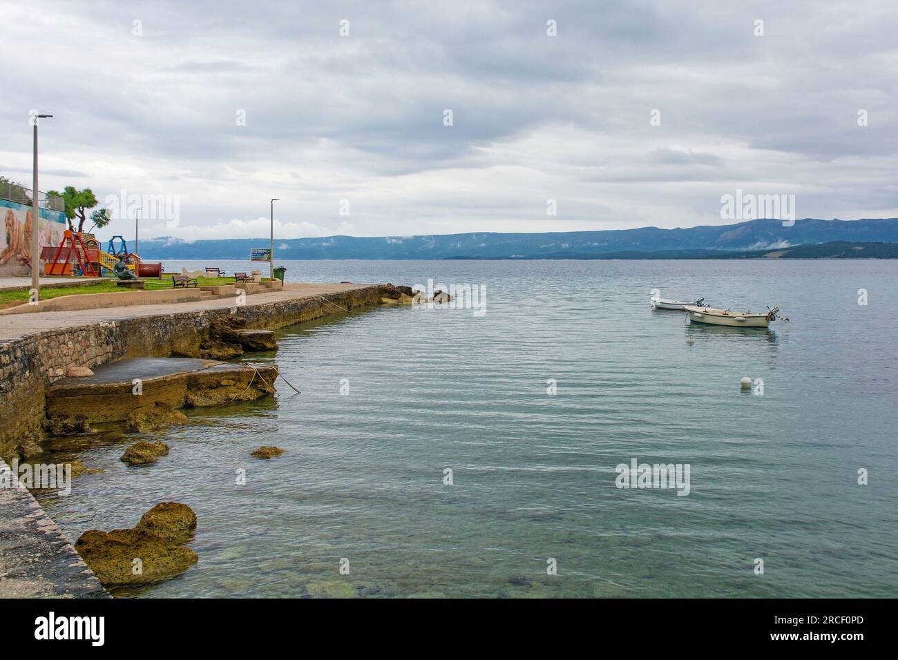 Bol, Croatia - May 15th 2023. The waterfront in Bol town on Brac Island ...