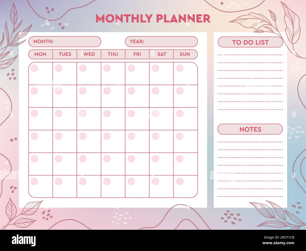 Vector monthly planner Stock Vector Image & Art - Alamy