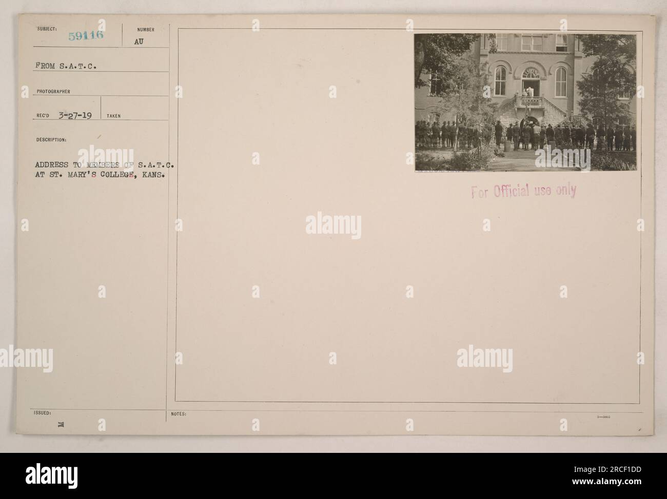 American college student army training corps s a t c hi-res stock ...