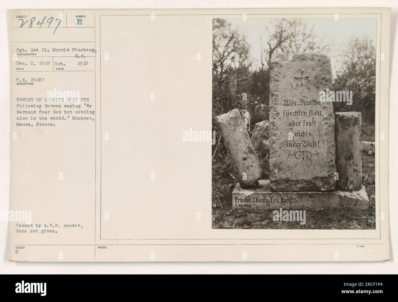 Sgt. 1st Cl. Morris Fineberg captured a photograph of a granite tablet ...