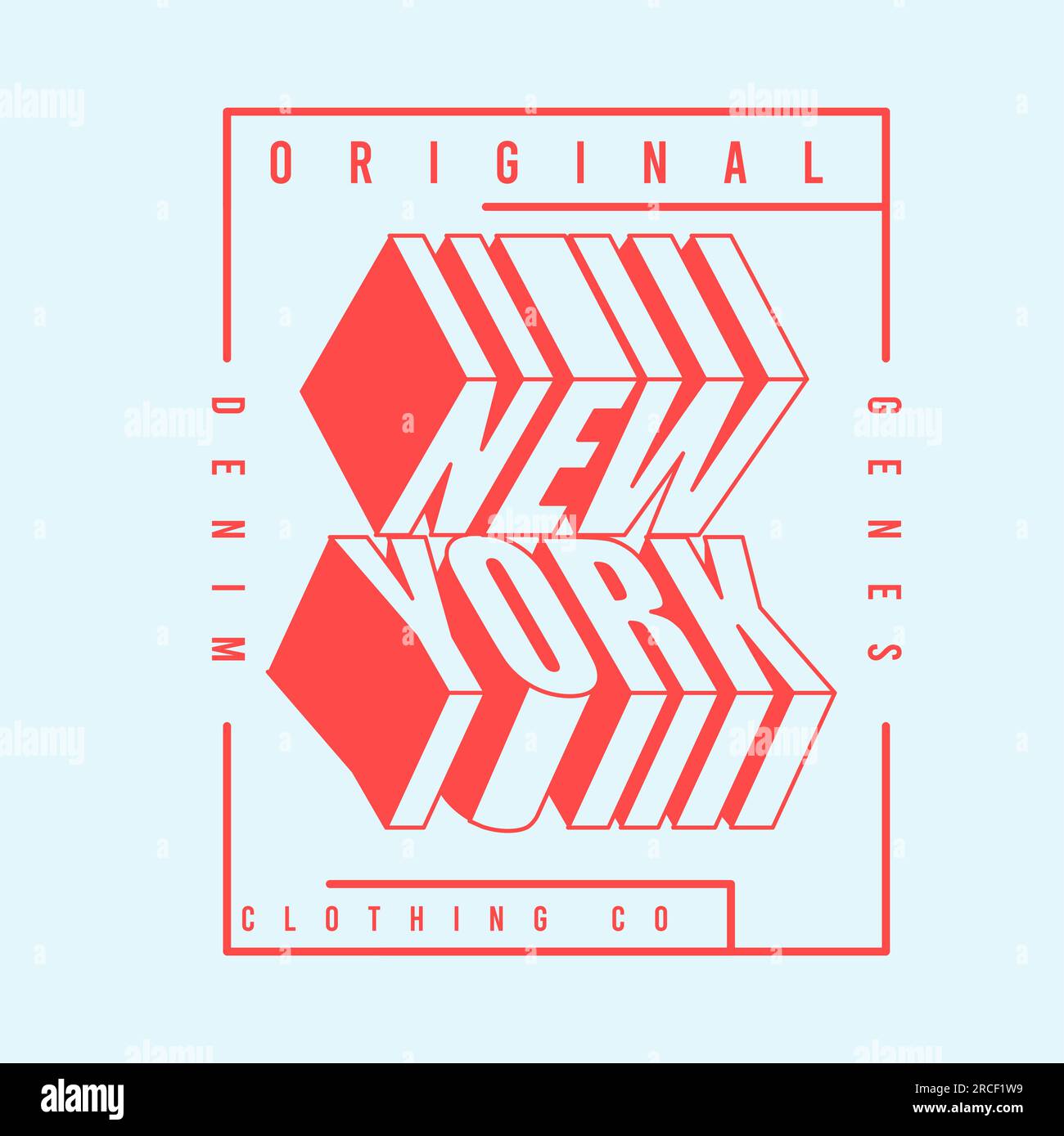 New york 3d Typographic Original denim clothing co fashion t shirt print graphic design vector ...