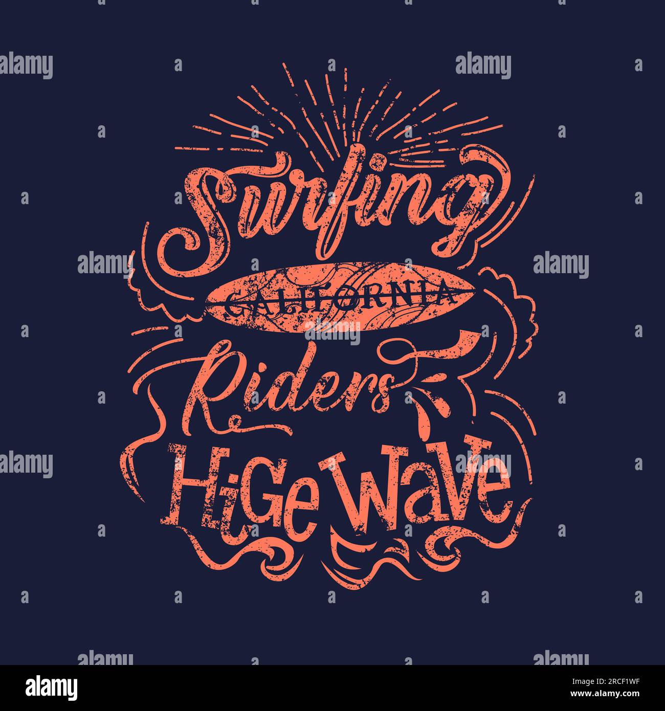 Surf theme Graphics Surfing California Riders High Wave Typography ...