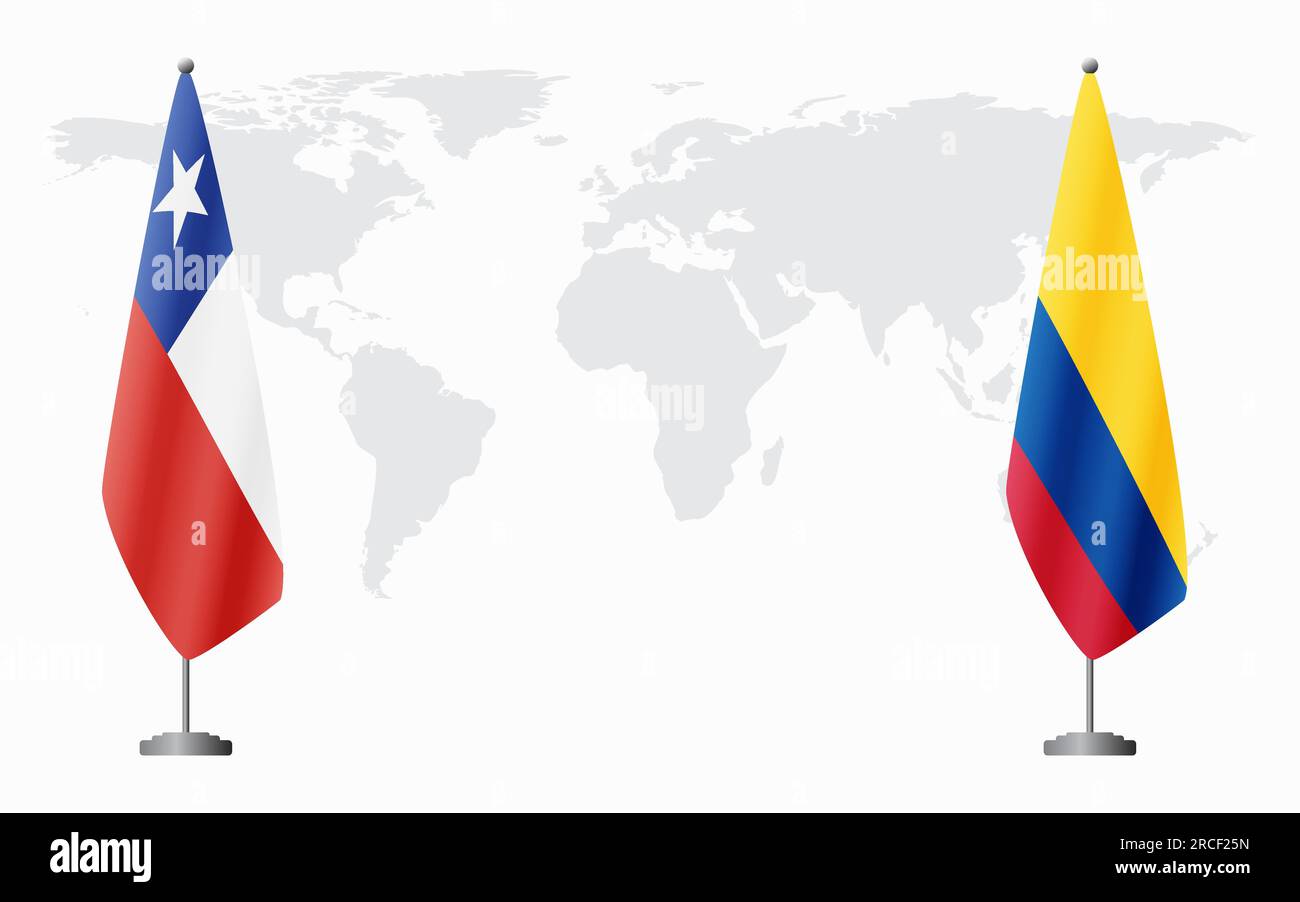 Chile and Colombia flags for official meeting against background of ...