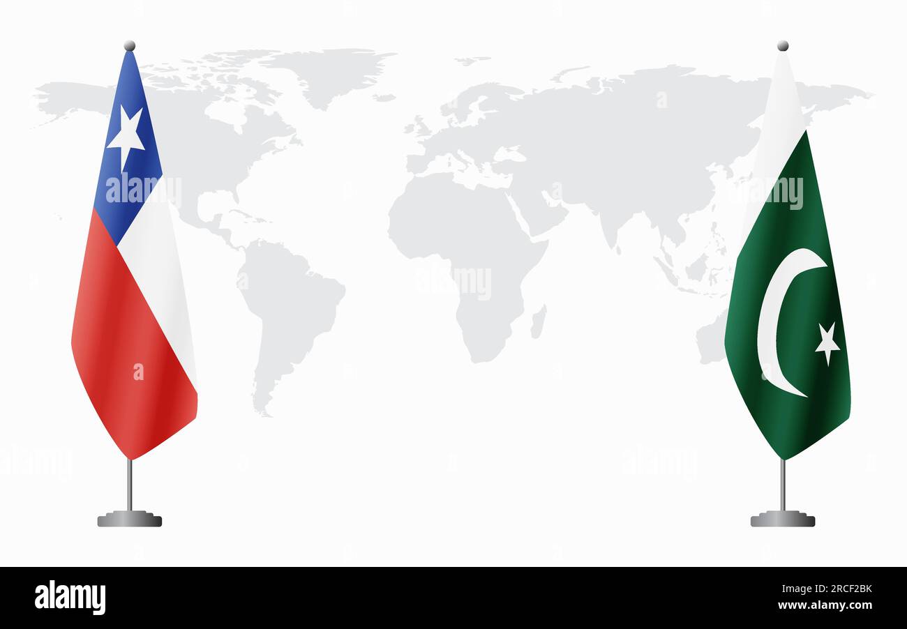 Chile and Pakistan flags for official meeting against background of ...