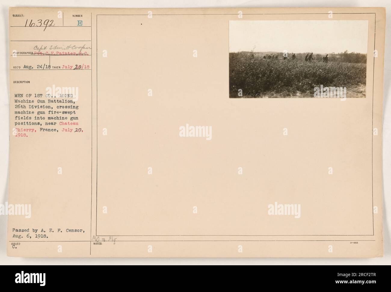 Men of the 1st Company, 102nd Machine Gun Battalion, from the 26th ...