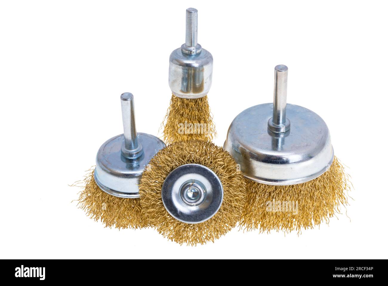 metal brush made of wire for a screwdriver on a white background Stock ...