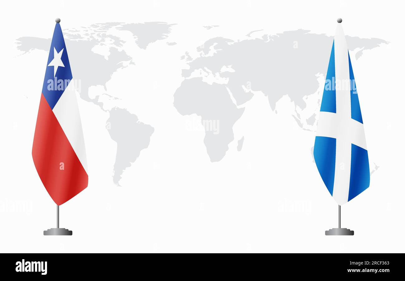 Chile and Scotland flags for official meeting against background of ...
