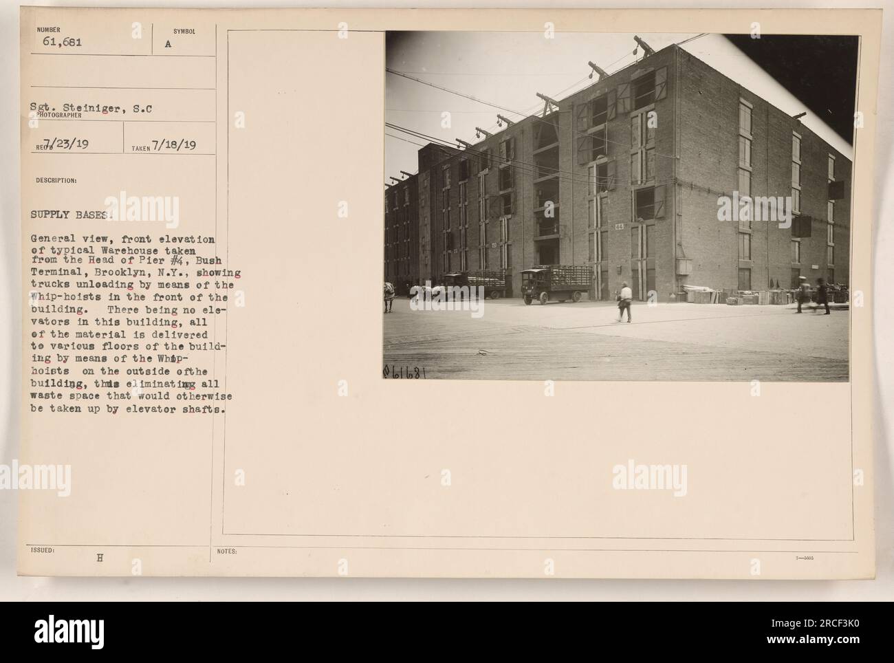 This photograph shows a front view of a typical warehouse at Bush ...