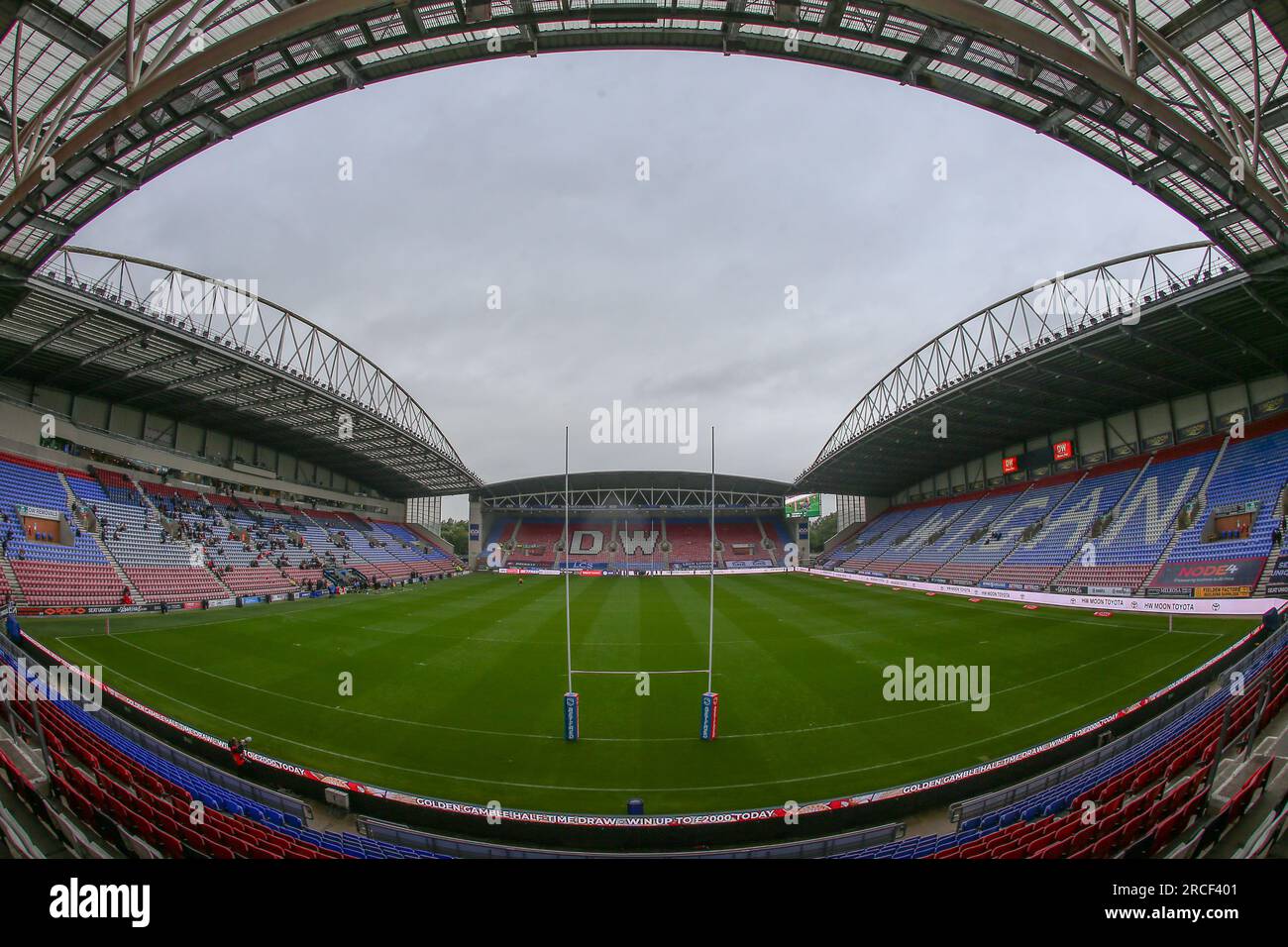 A general view inside of DW Stadium, home of Wigan Warriors ahead of ...