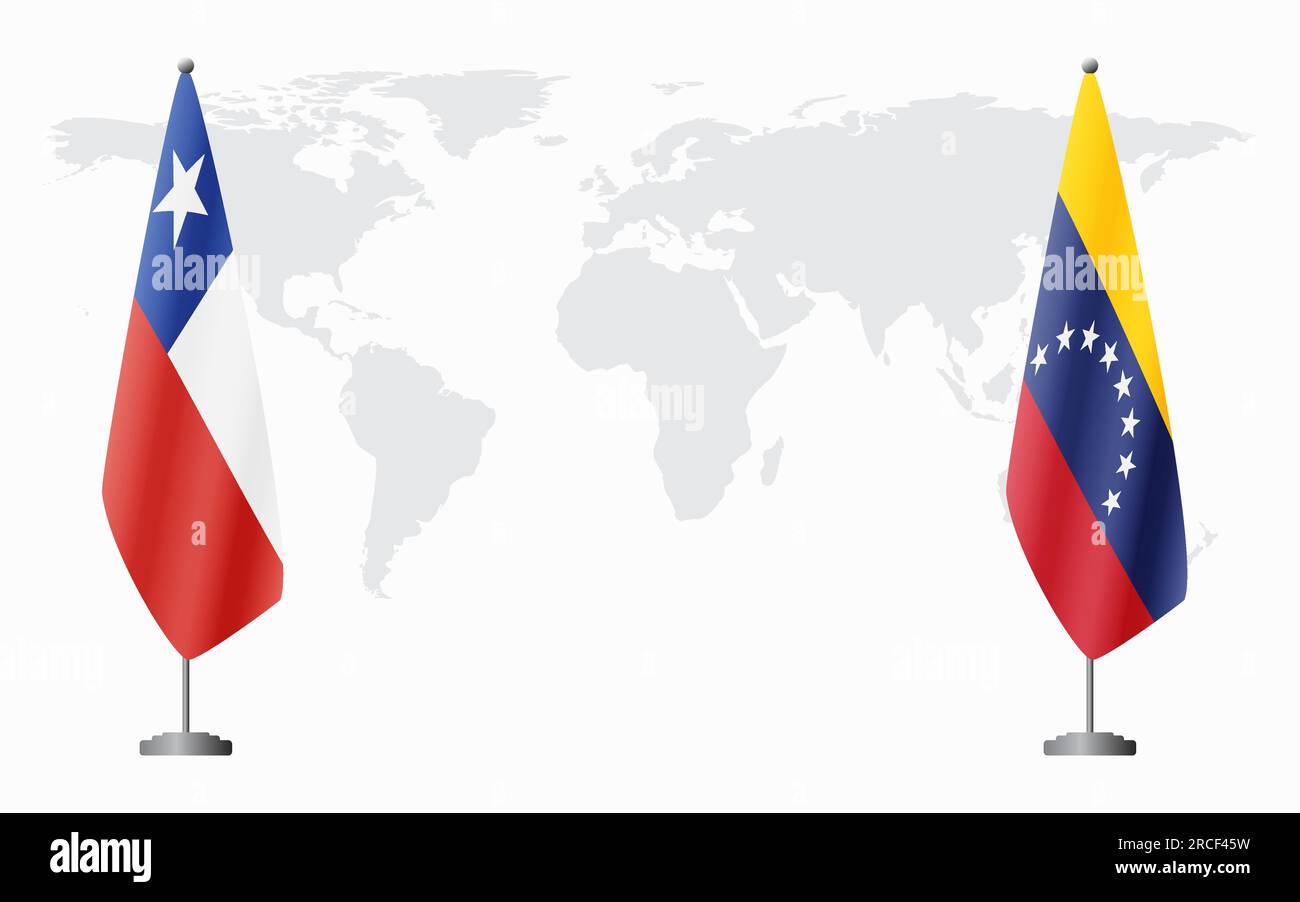 Chile and Venezuela flags for official meeting against background of ...