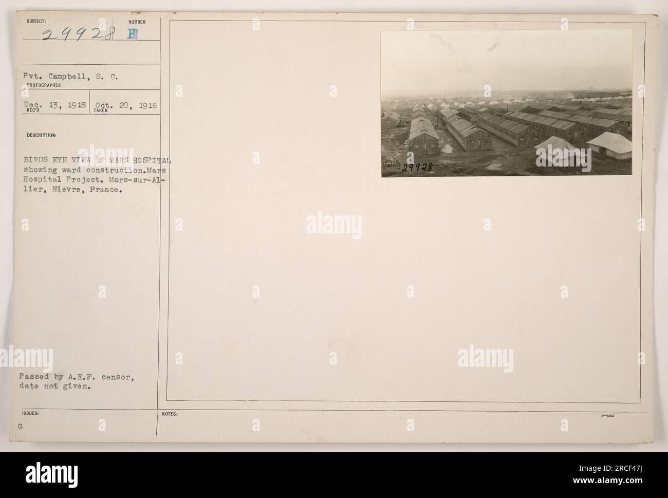 Aerial view of Mars Hospital in Mars-sur-Allier, Nievre, France. The ...