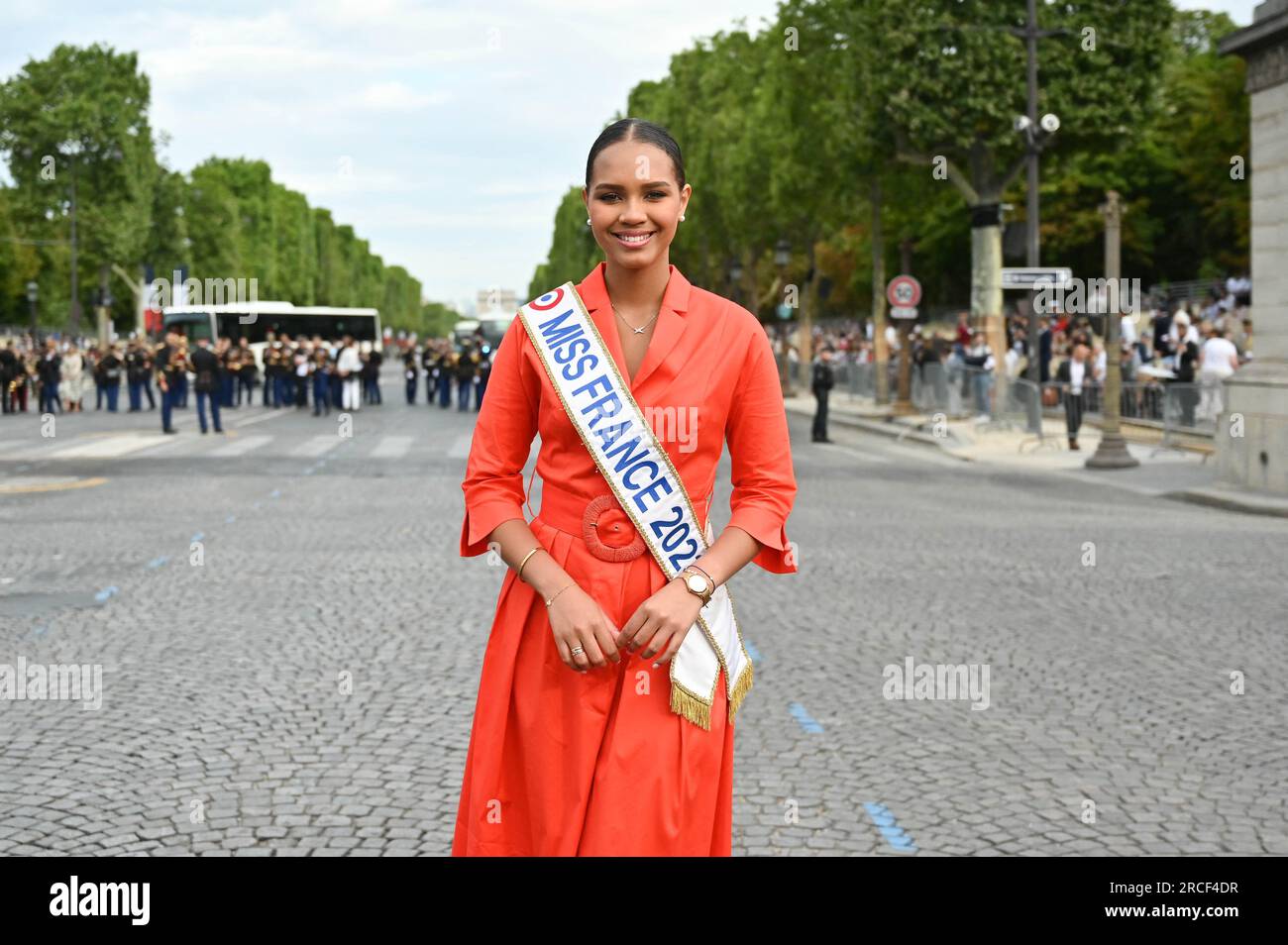 Indira Ampiot, Miss France 2023 during Bastille day in Paris on July 14 ...
