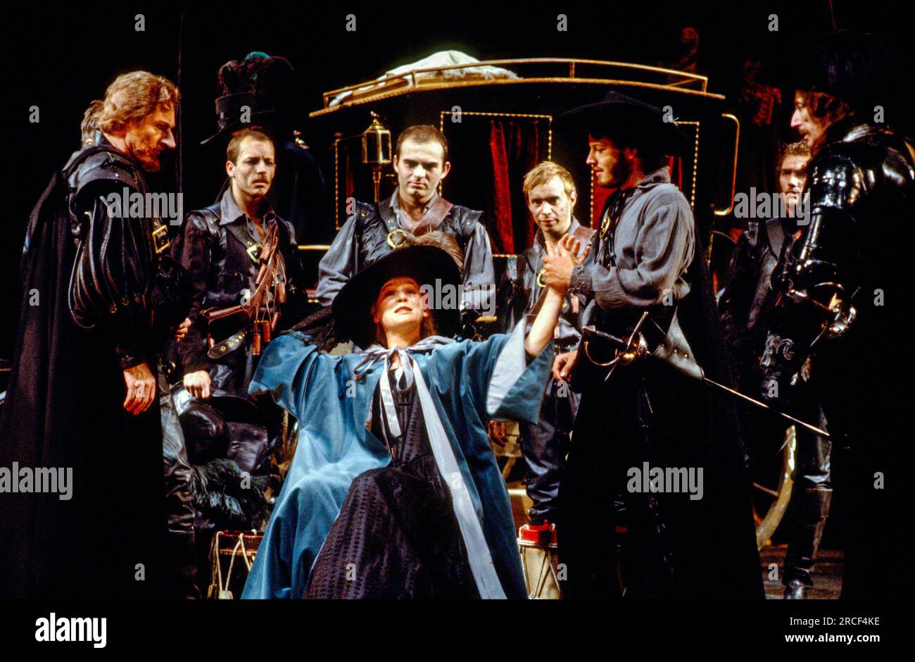 front, l-r: Derek Jacobi (Cyrano), Alice Krige (Roxane), Floyd Bevan (Baron Christian de ...
