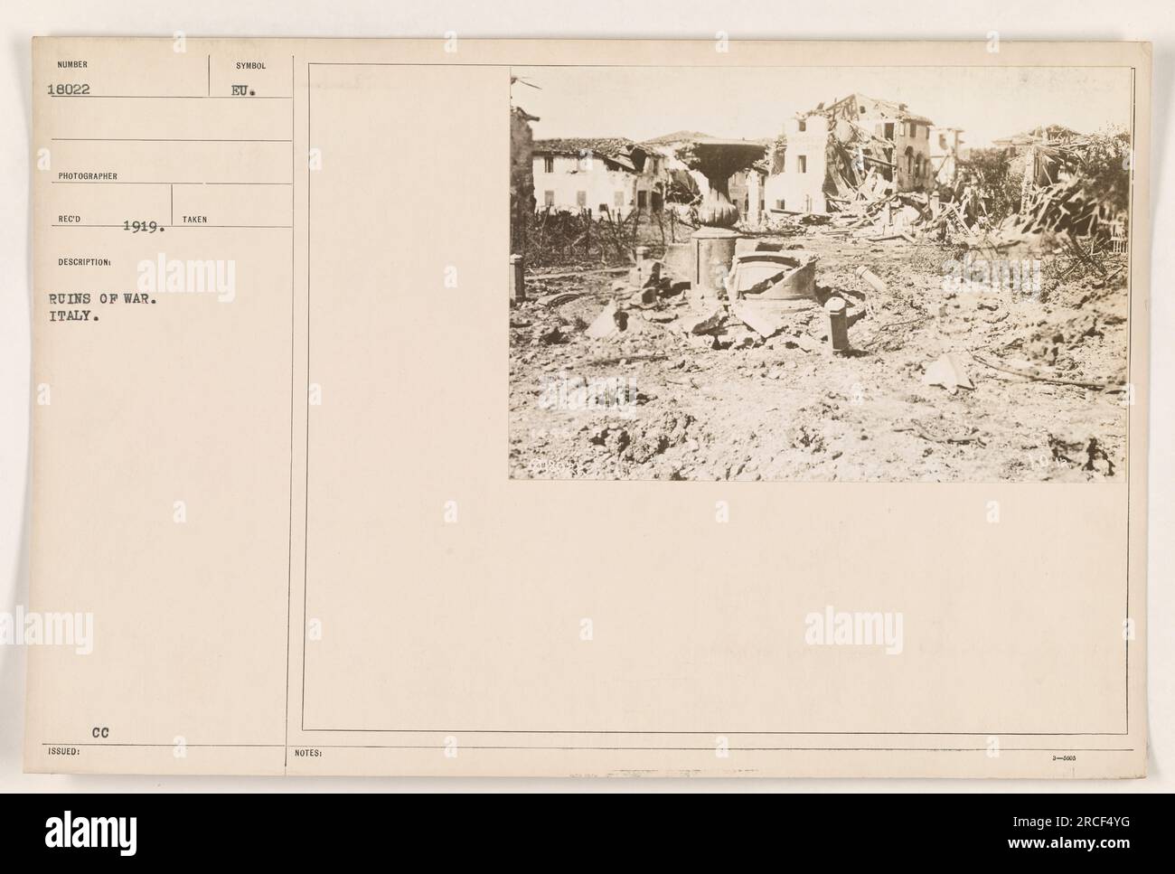 Soldiers survey the aftermath of war in Italy. This 1919 photo captures ...