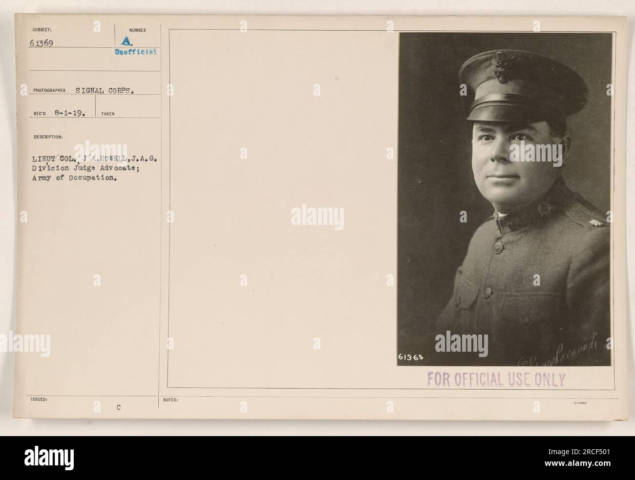 Lieutenant Colonel J.A. Howell of the Judge Advocate General Division ...