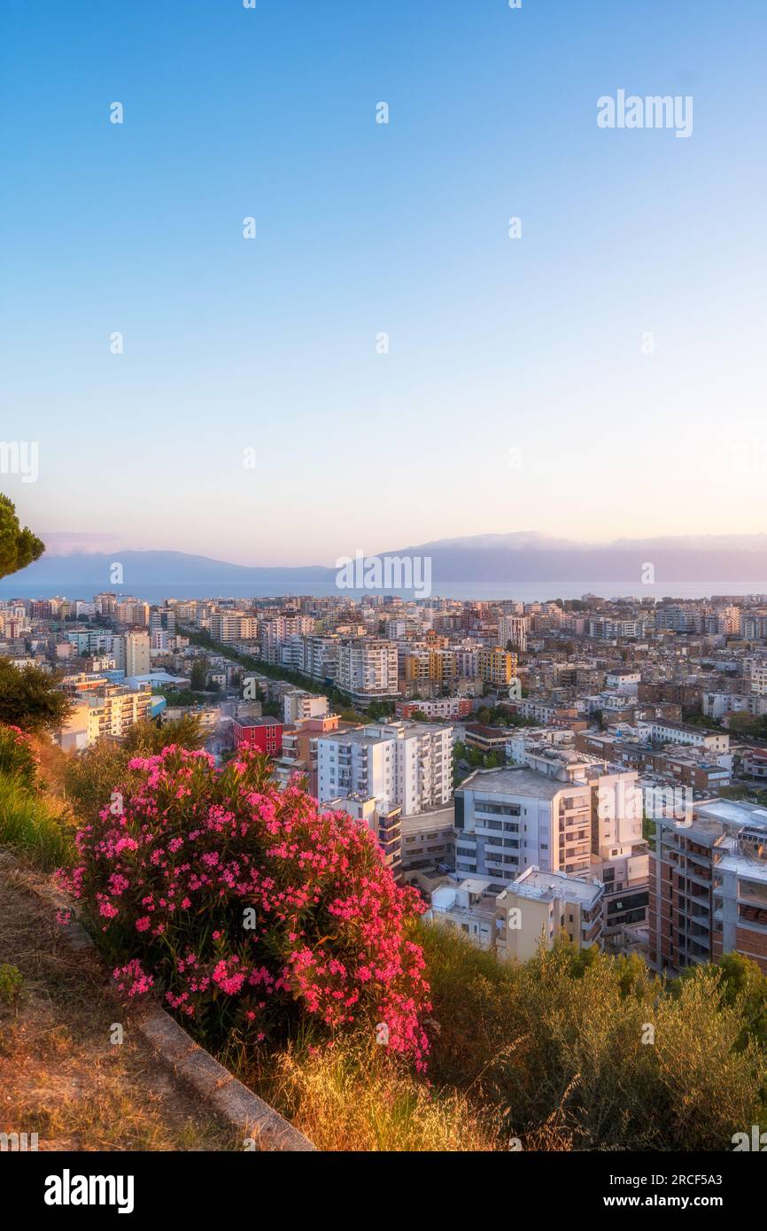 Albania- Vlora- cityscape as seen from hill Kuzum Baba Stock Photo - Alamy