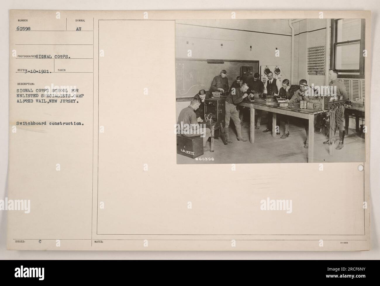Enlisted specialists at the Signal Corps School in Camp Alfred Vail ...