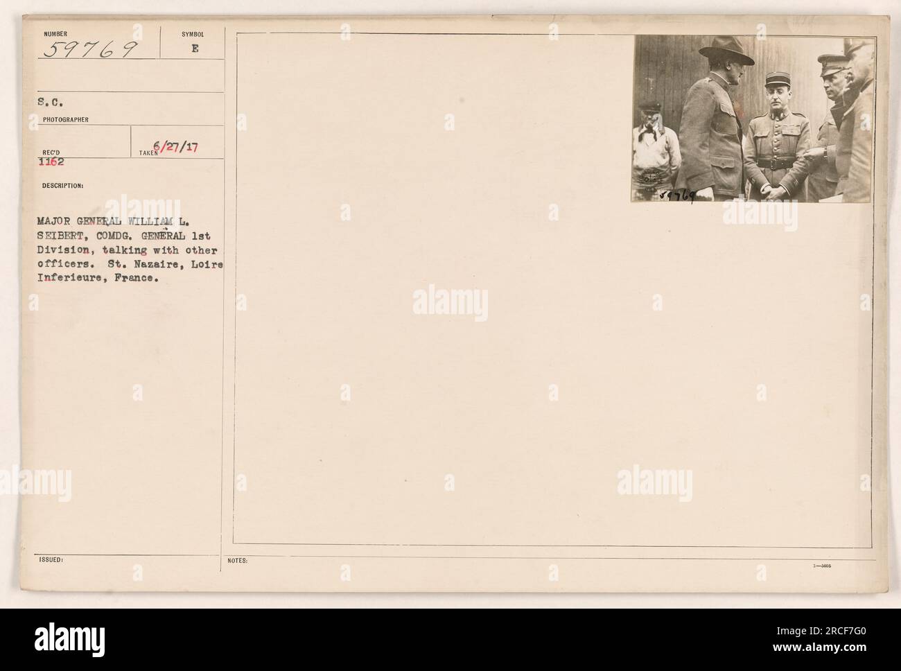 Major General William L. Seibert, commanding general of the 1st ...