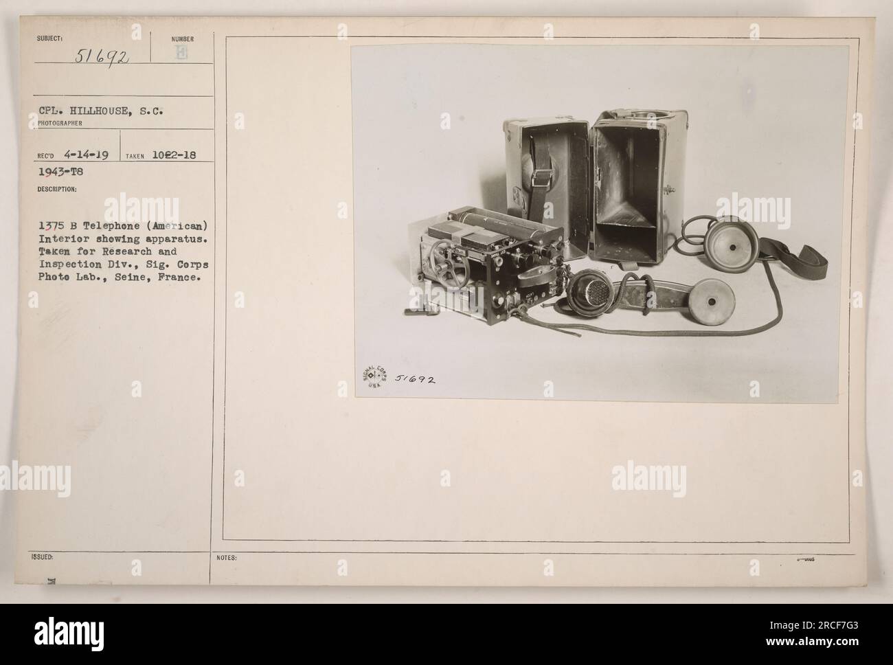 This photograph shows the interior of an American 1375 B Telephone ...