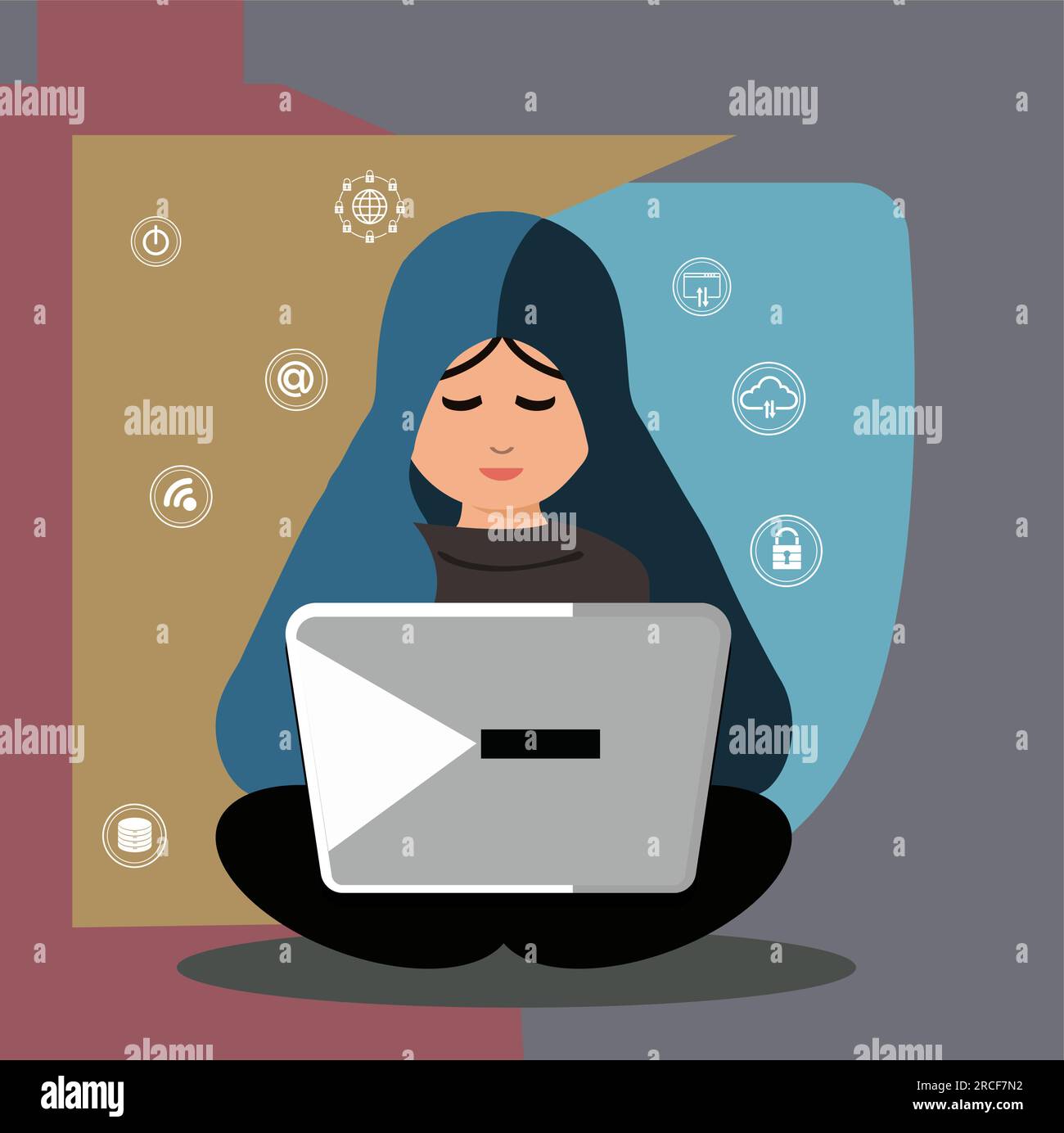 Computer Hacker With Laptop Icon Vector Stock Vector Image And Art Alamy