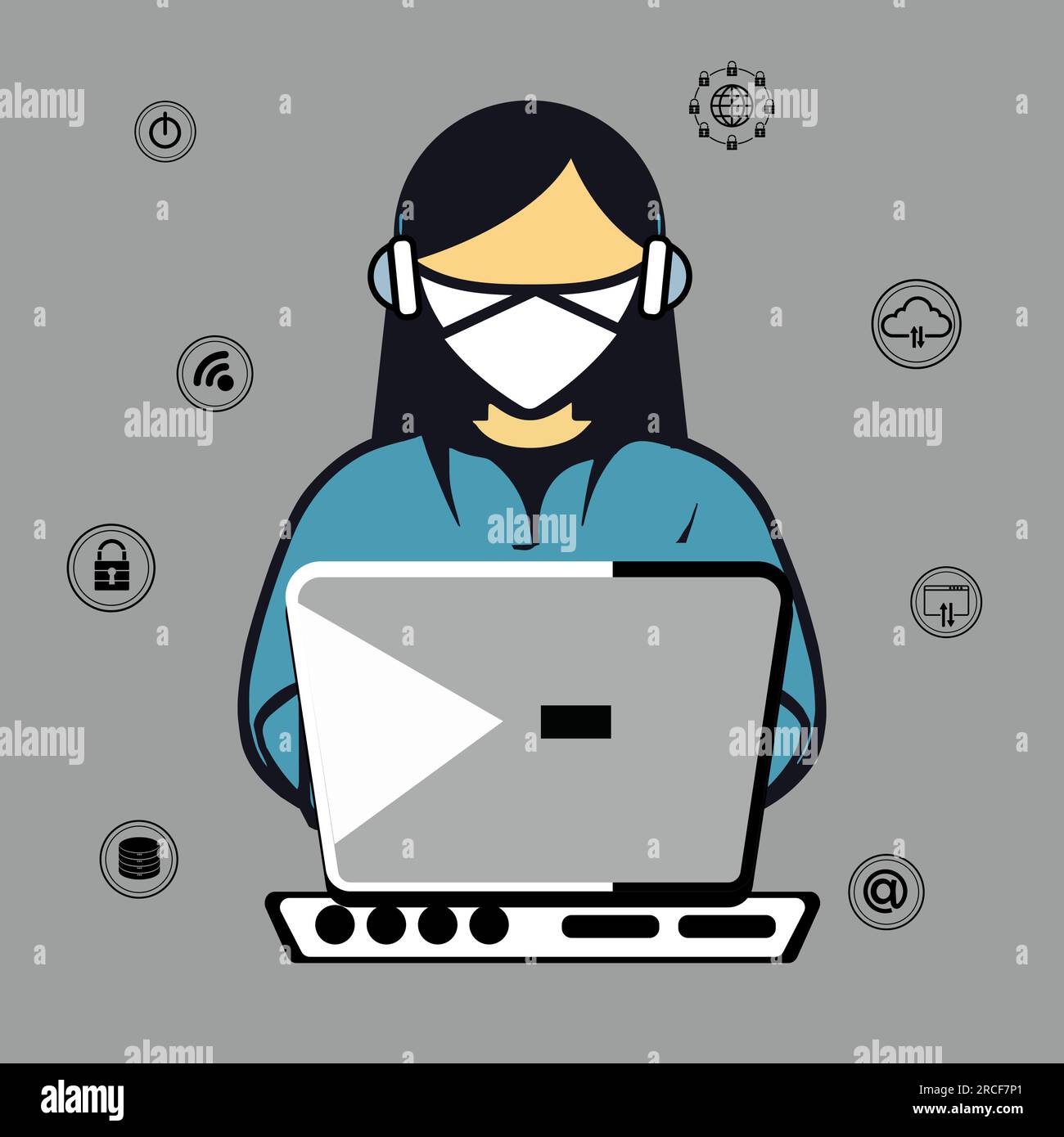 Computer Hacker With Laptop Icon Vector Stock Vector Image And Art Alamy