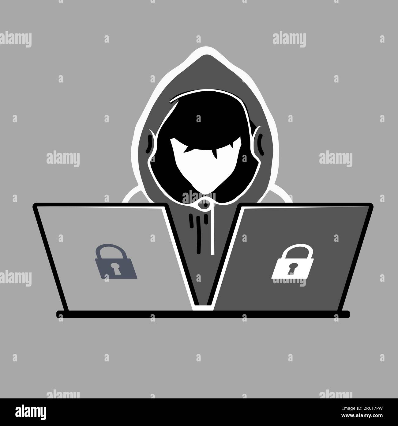 Computer hacker with laptop icon, vector Stock Vector Image & Art - Alamy