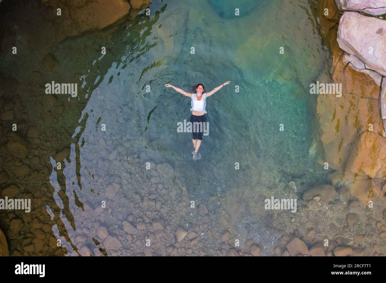 Beautiful adventurer woman hiking in the Poas Volcano Canon, mountains ...