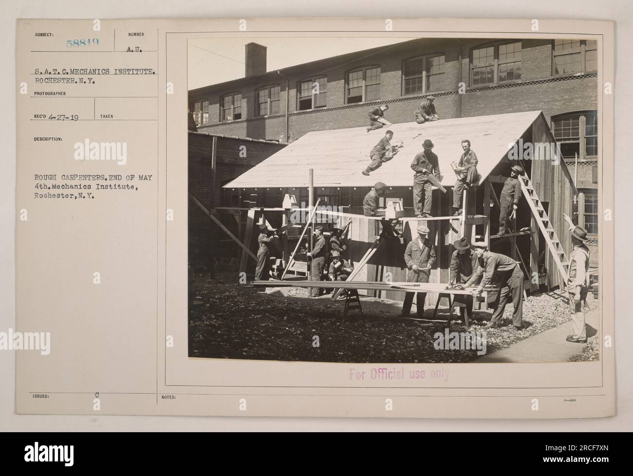 Rough carpenters at the Mechanics Institute in Rochester, NY at the end ...