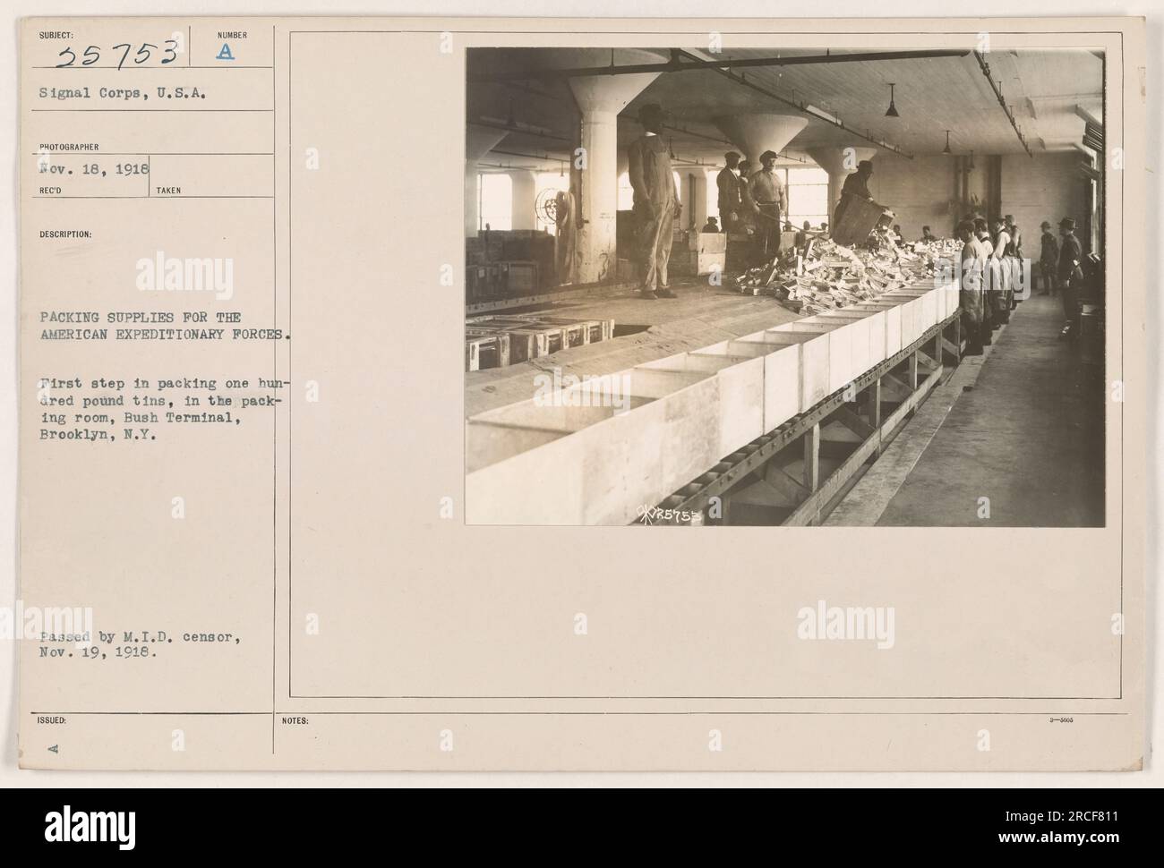 American soldiers packing supplies for the American Expeditionary ...