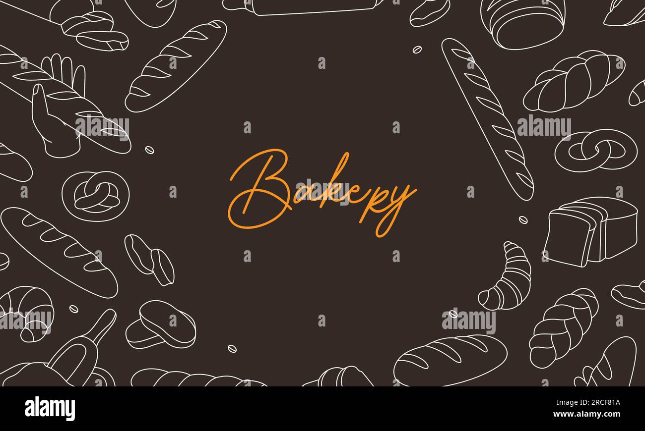 Bread horizontal vintage banner. Vector illustration for bakery menu ...