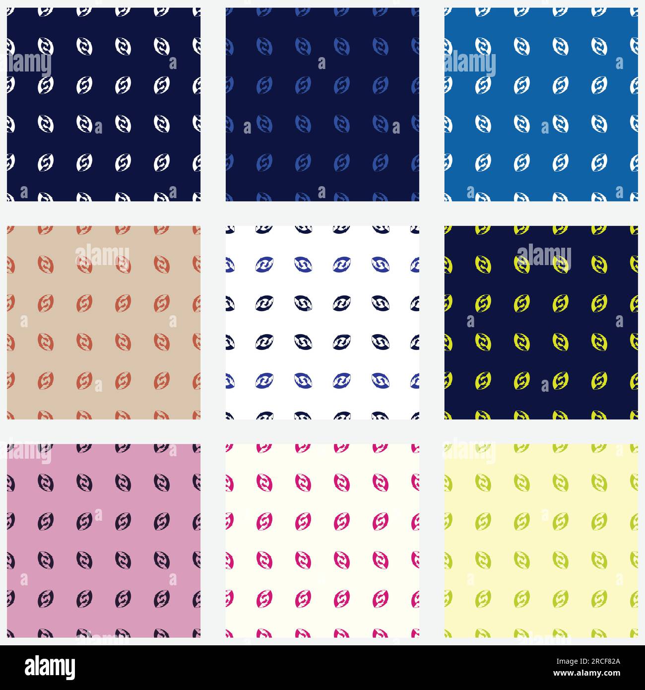 Collection of seamless pattern with abstract nut shape; horizontal rows ...