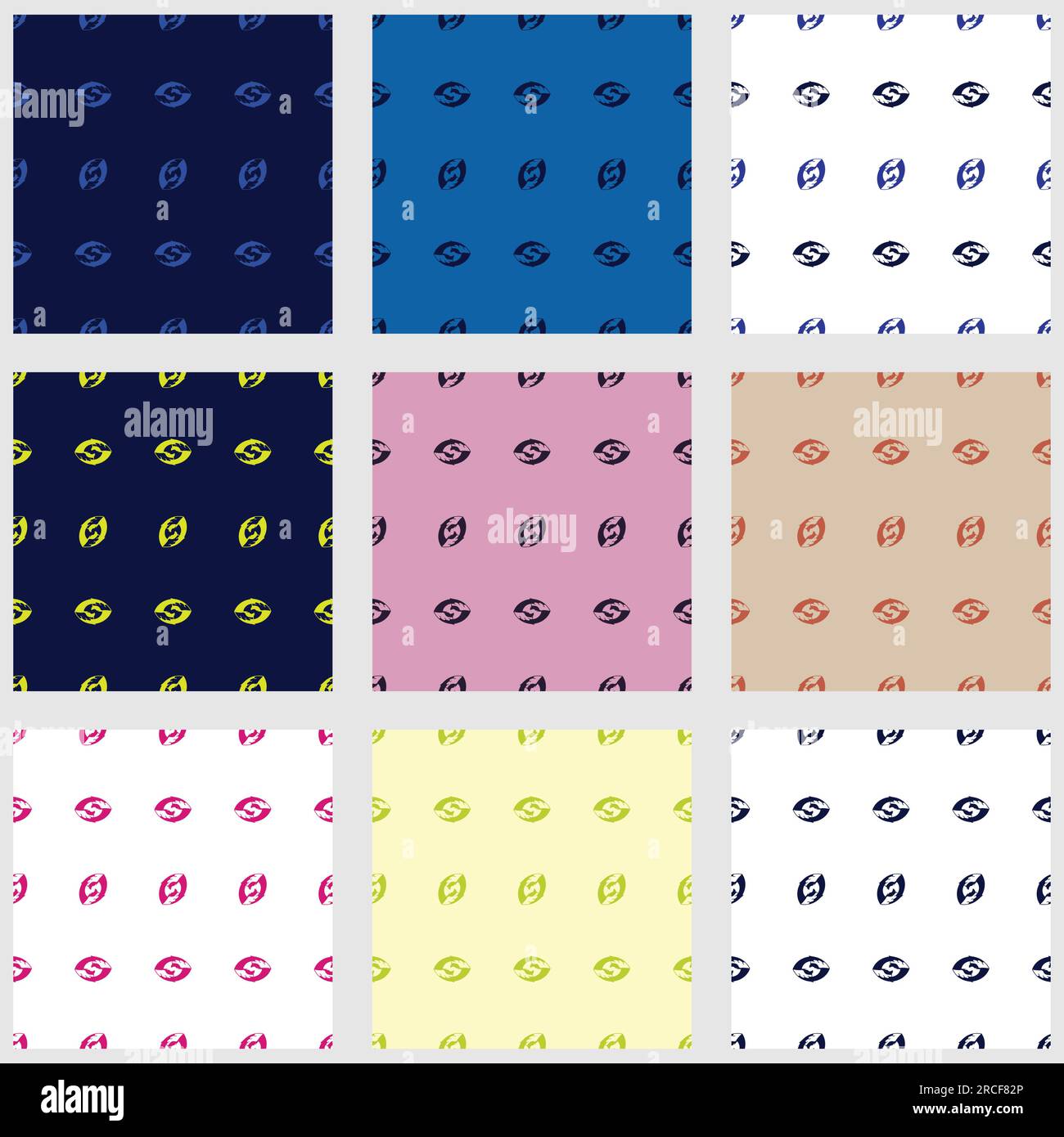 Set of nine patterns with abstract seed repeating in rows arranged ...