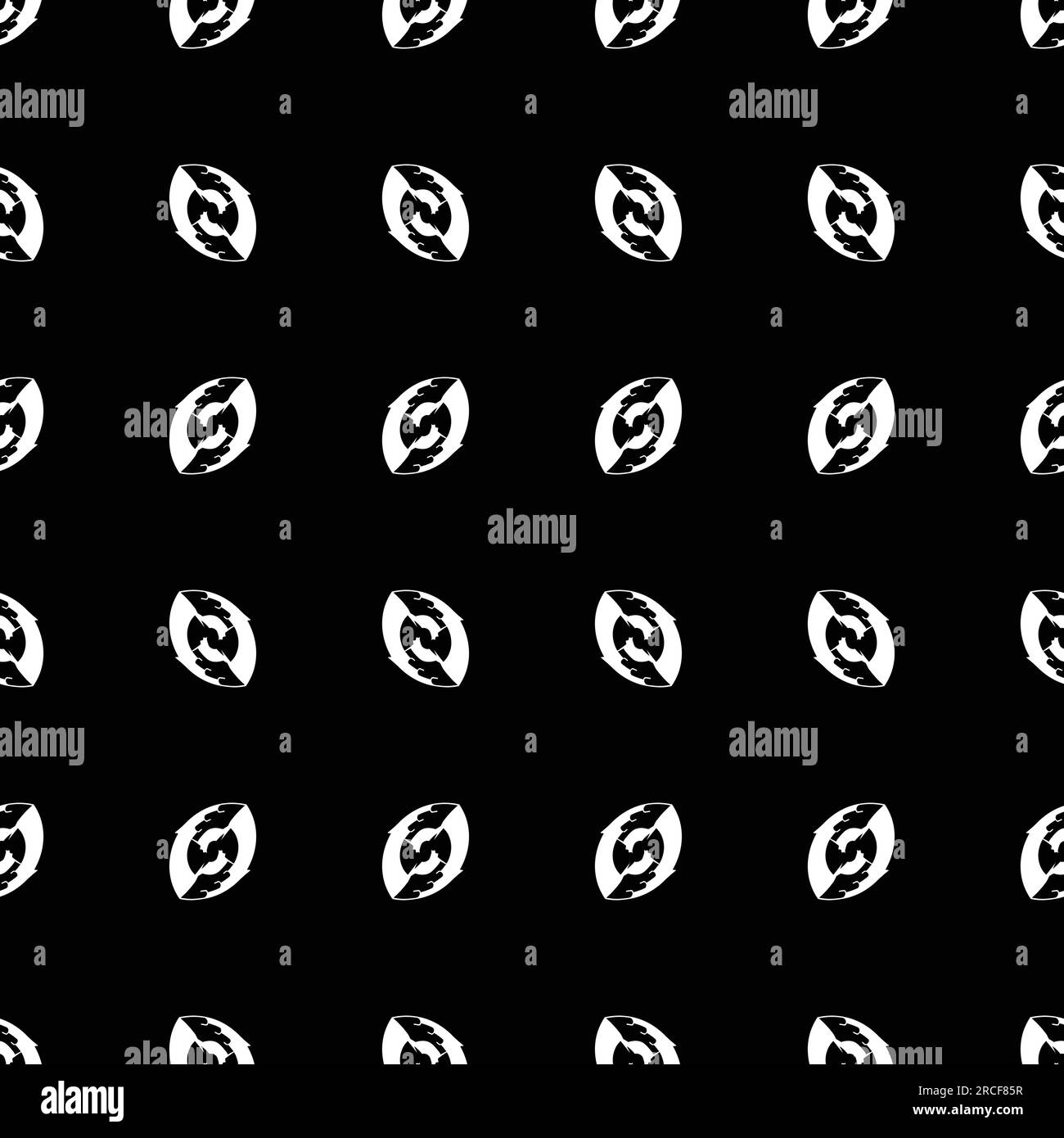 seamless pattern with white abstract nut shape on black background ...