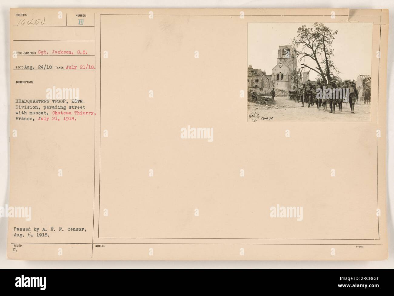 The image shows the Headquarters Troop of the 26th Division parading on ...