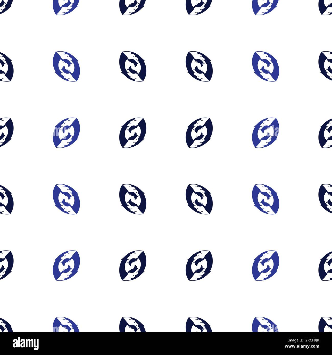 seamless pattern with blue ink abstract nut shape; horizontal rows of ...