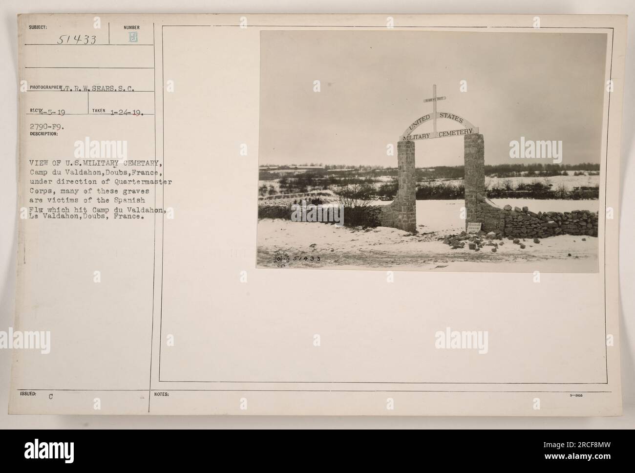 View of U.S. Military Cemetery at Camp du Valdahon, Doubs, France. The ...