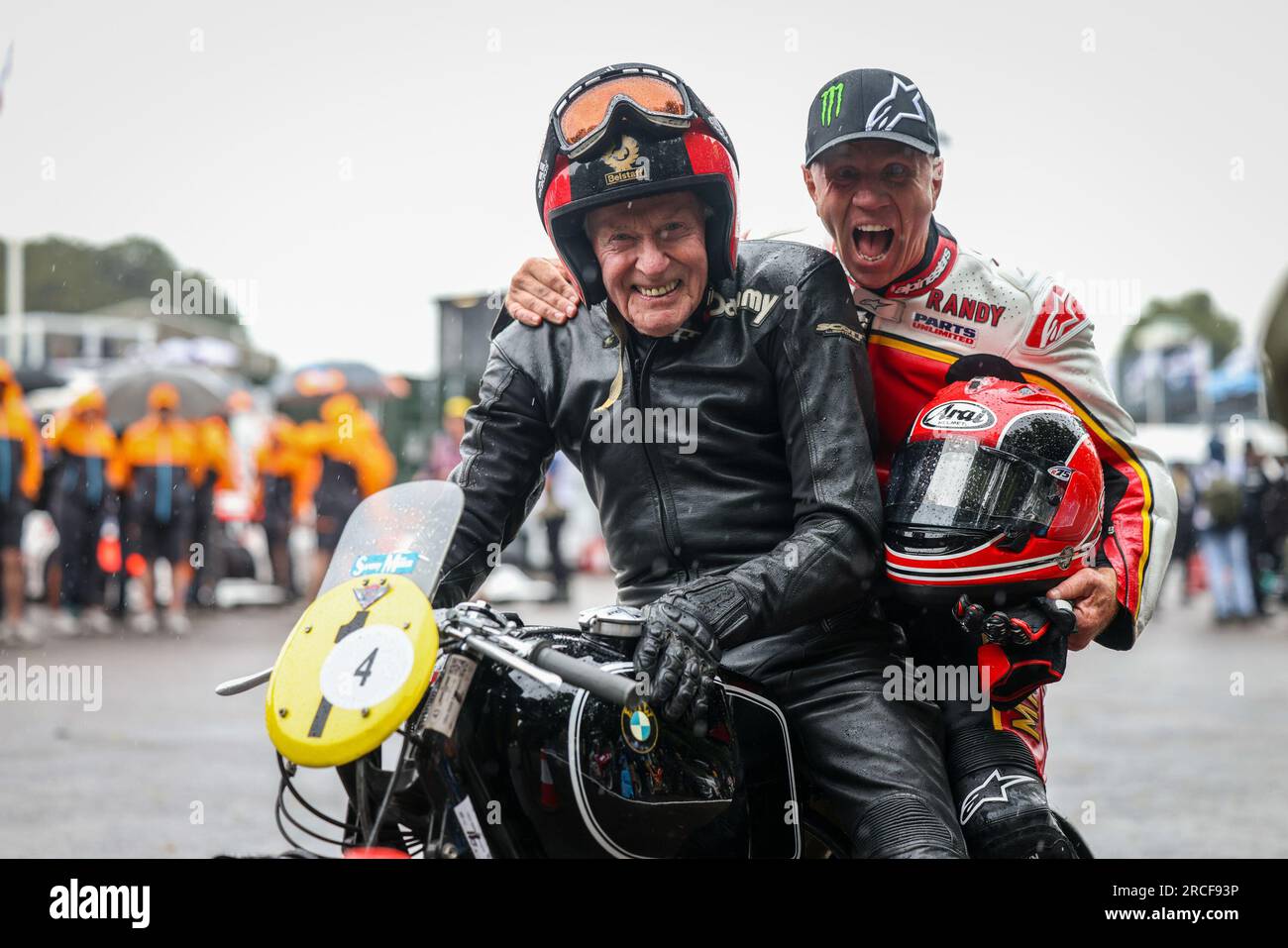 EDITORIAL USE ONLY Motorbike riders Sammy Miller and Randy Mamola at ...