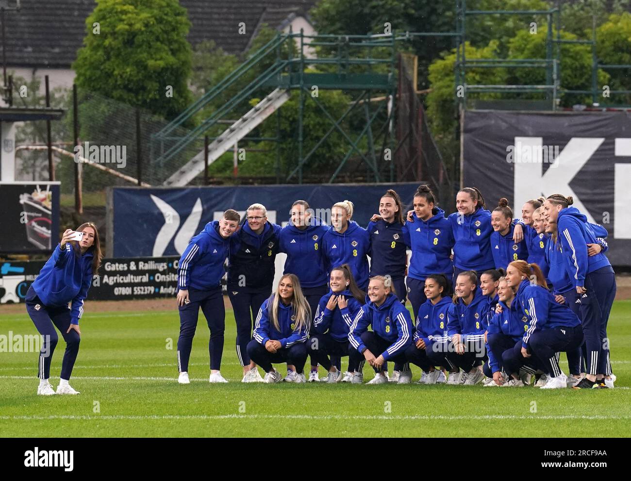 Northern Ireland players pose for a team group photo ahead of the women ...